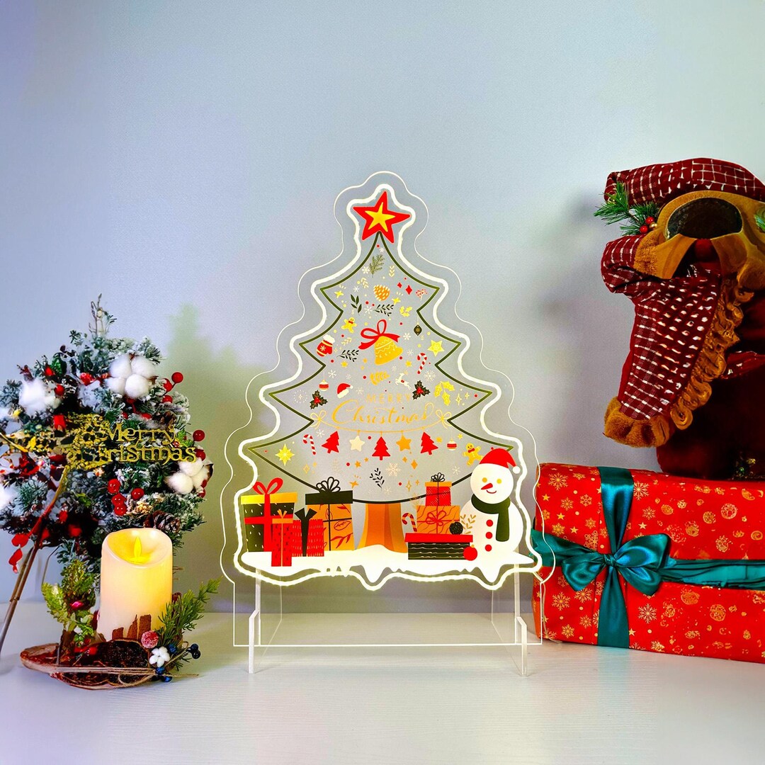 Custom Merry Christmas Night Light, Christmas Tree Led Light, Christmas ...