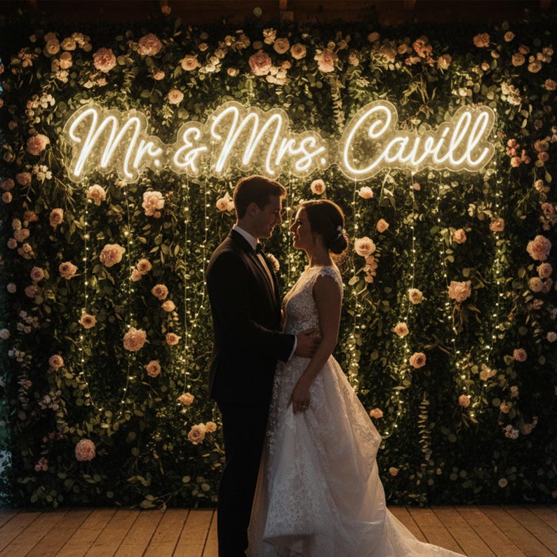 Custom Wedding Neon Sign, Personalized Bridal Decor - Etsy UK