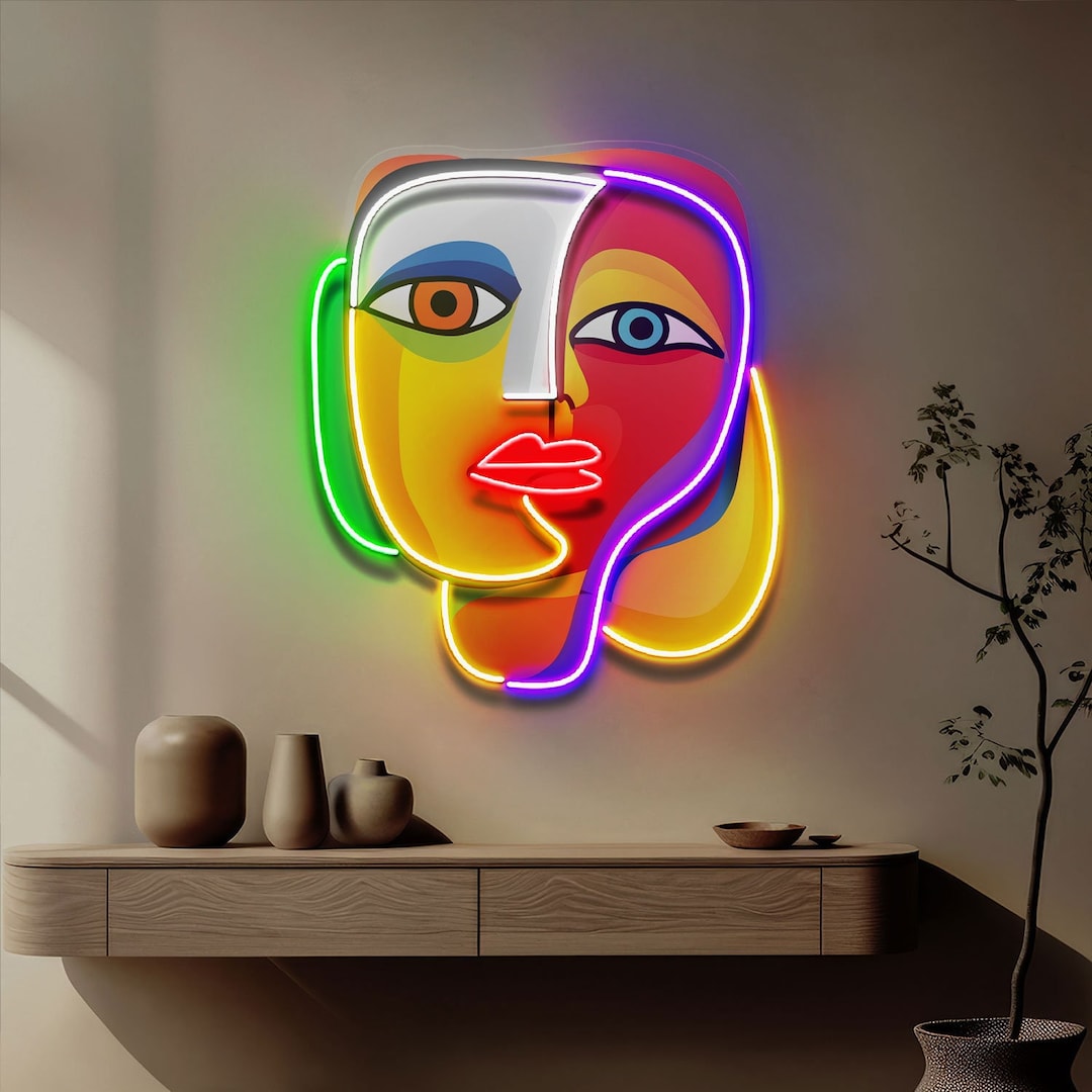 Neon Sign Elegant Looking Portrait Abstract Art | LED Custom Abstract ...