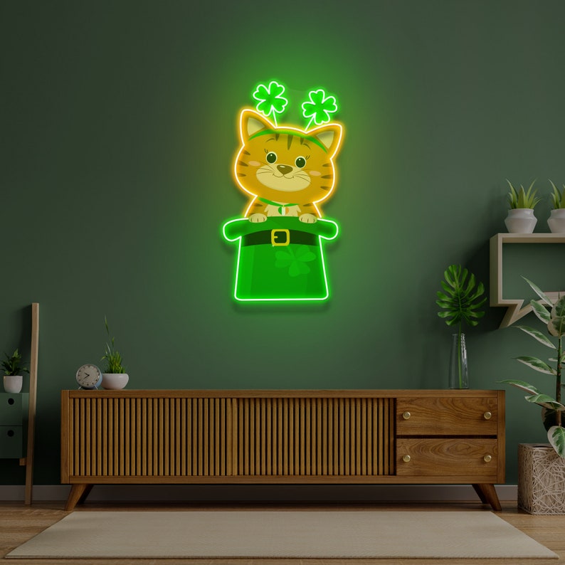Cat Lucky Acrylic Artwork Custom Neon Sign Neon Sign - Etsy