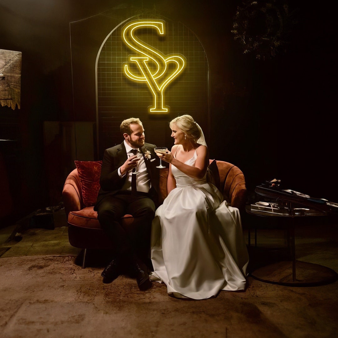 Neon Sign Wedding Initials, Custom Initials Neon Sign, Neon Sign ...