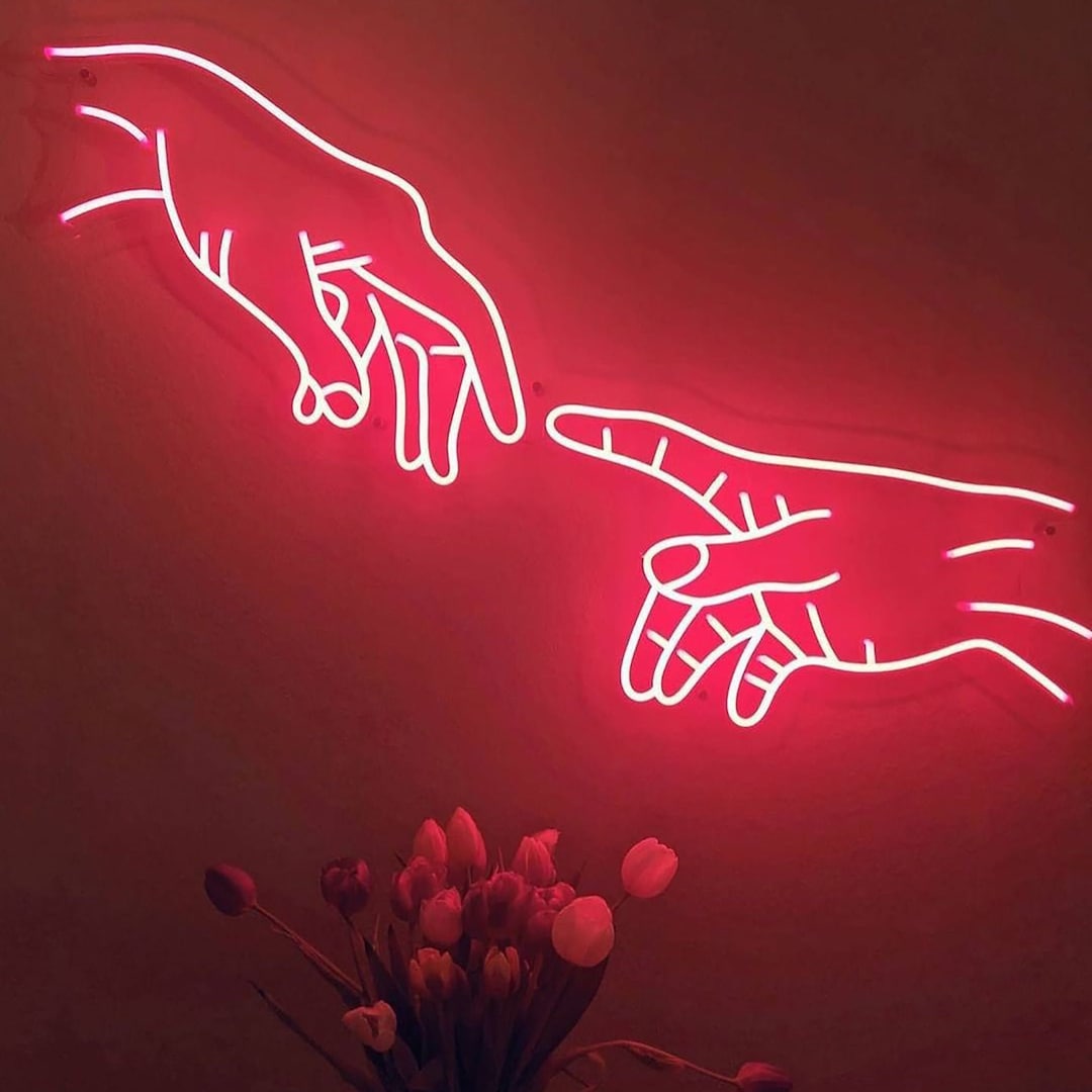 Hands of God Customized Neon Sign, Neon Sign Logom Shop Board, Room ...