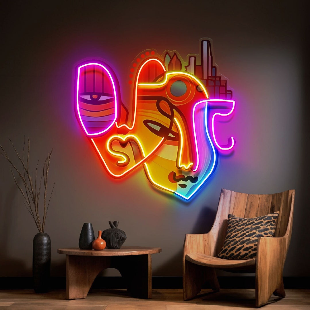 Neon Sign Urban Life Portrait Abstract Art LED | Abstract Neon Wall Art ...