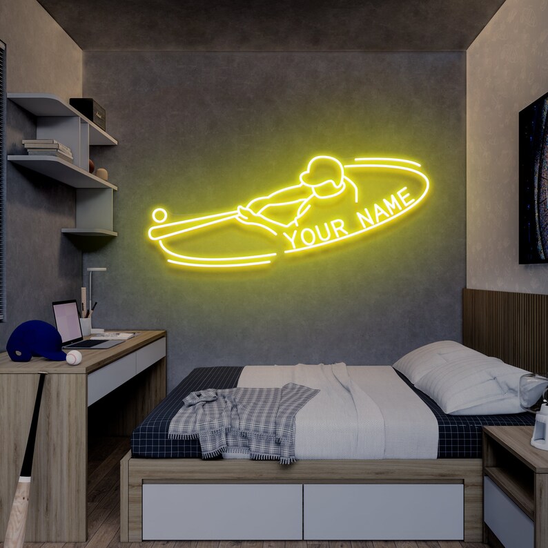 Custom Baseball Neon Sign, Personalized Baseball Room Decor - Etsy