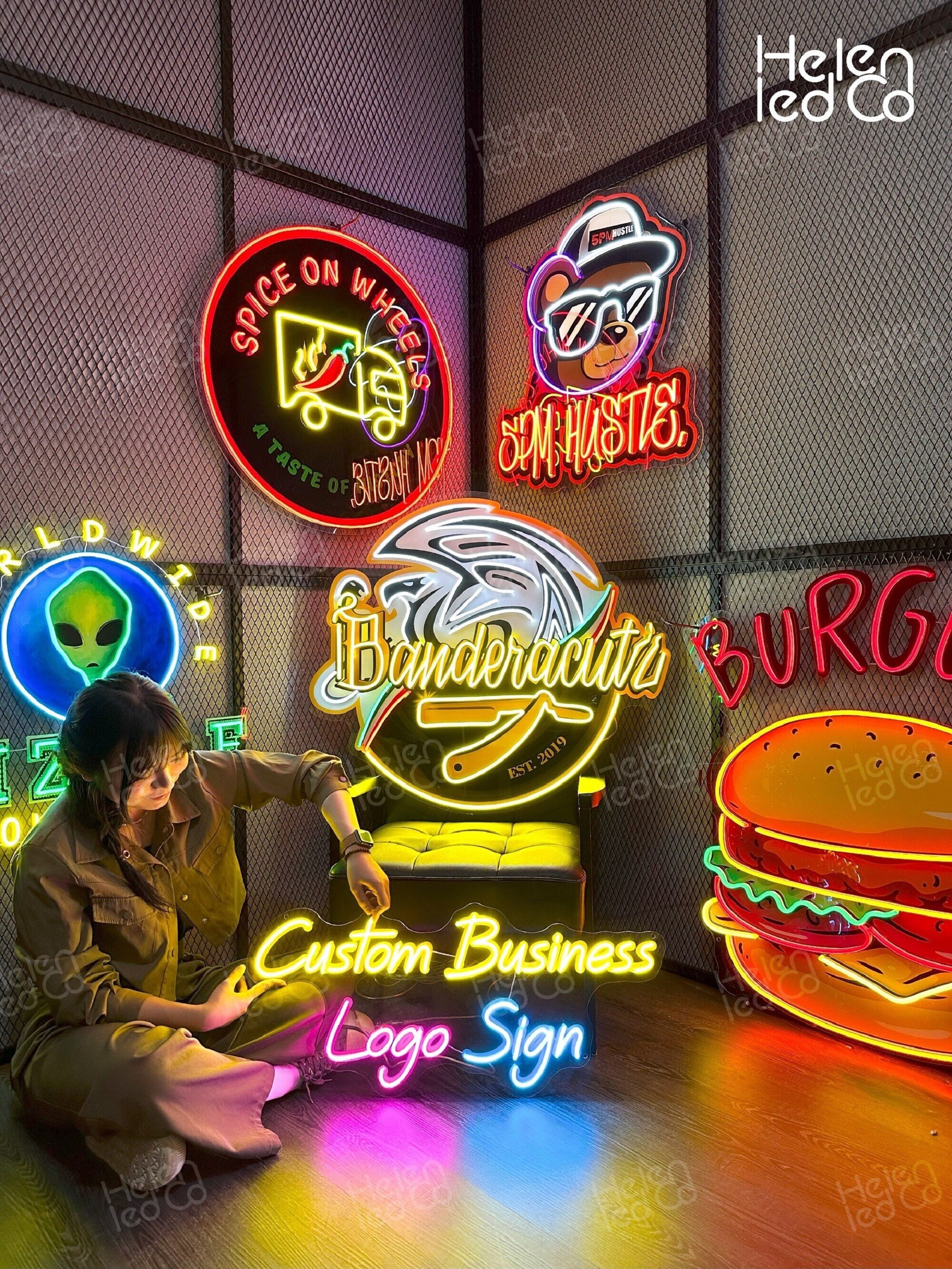 Neon logo sign store