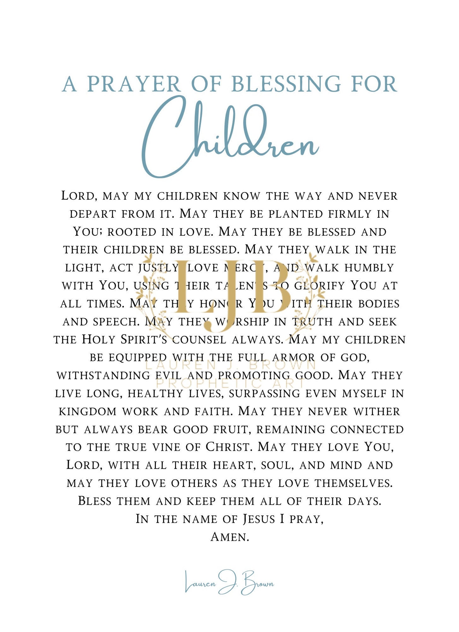 Prayer of Blessing for Children - Etsy