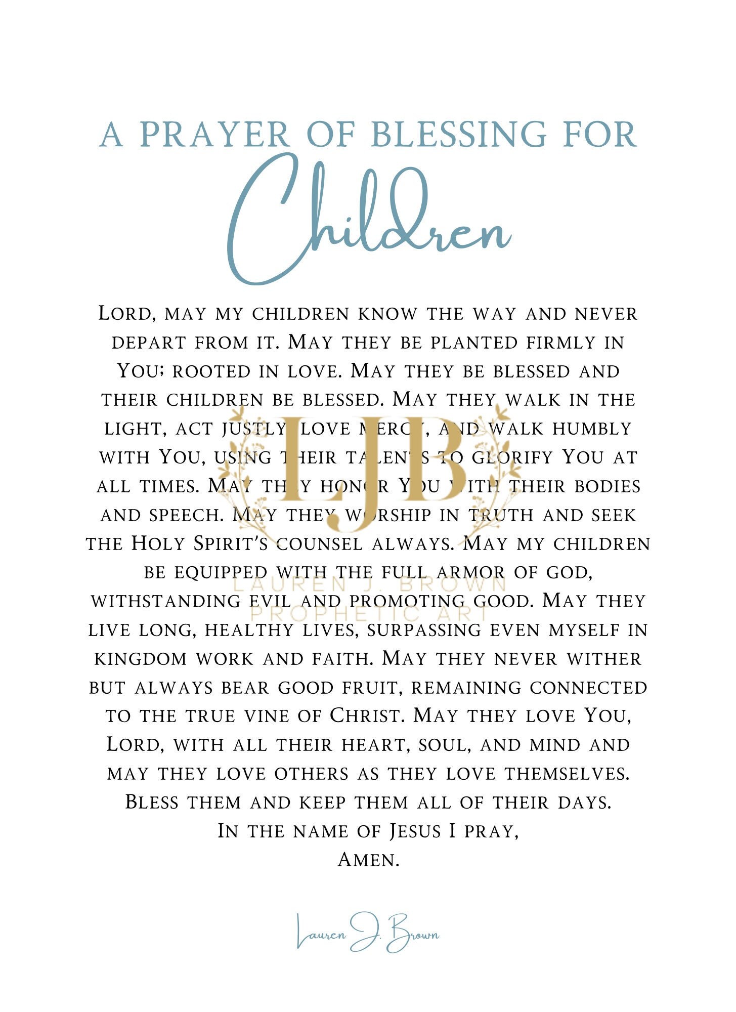 Prayer of Blessing for Children - Etsy
