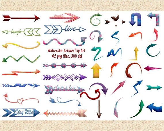 Watercolor Colorful Arrows Clipart Bohemian Clipart Tribal | Etsy