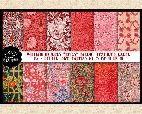 William Morris reds Art Nouveau Pattern Letter | Etsy