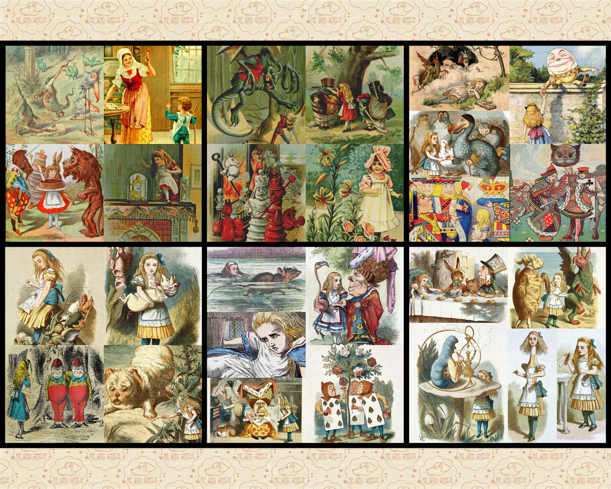 Vintage Alice in Wonderland Collage Digital Paperspublic - Etsy