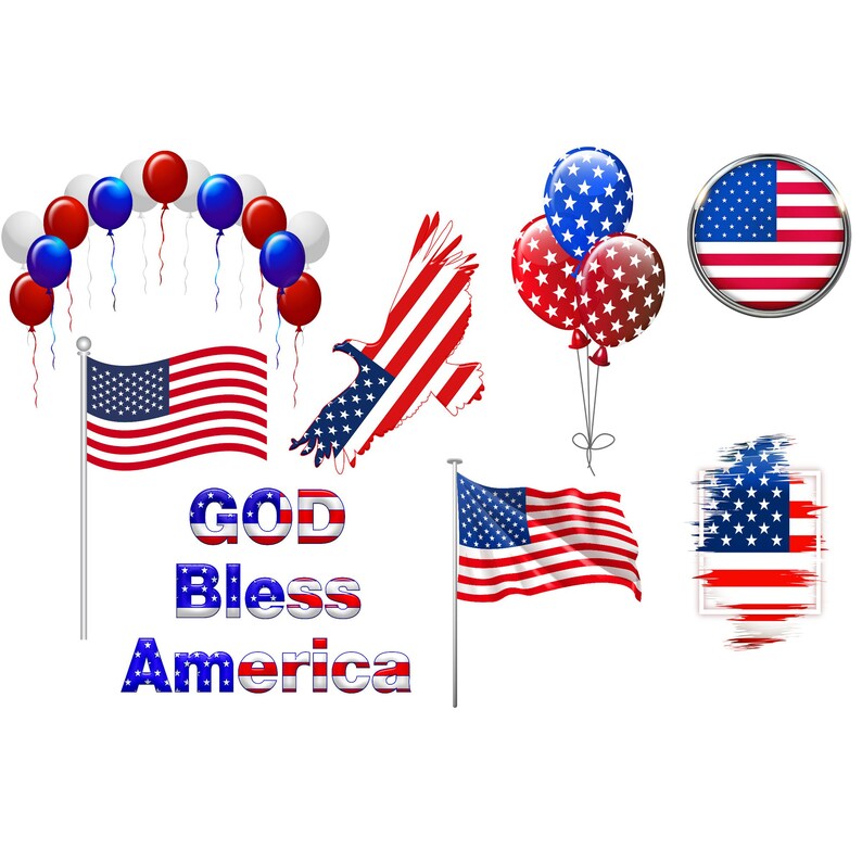 USA 4th of July Clip Art Independence Day USA Flags - Etsy