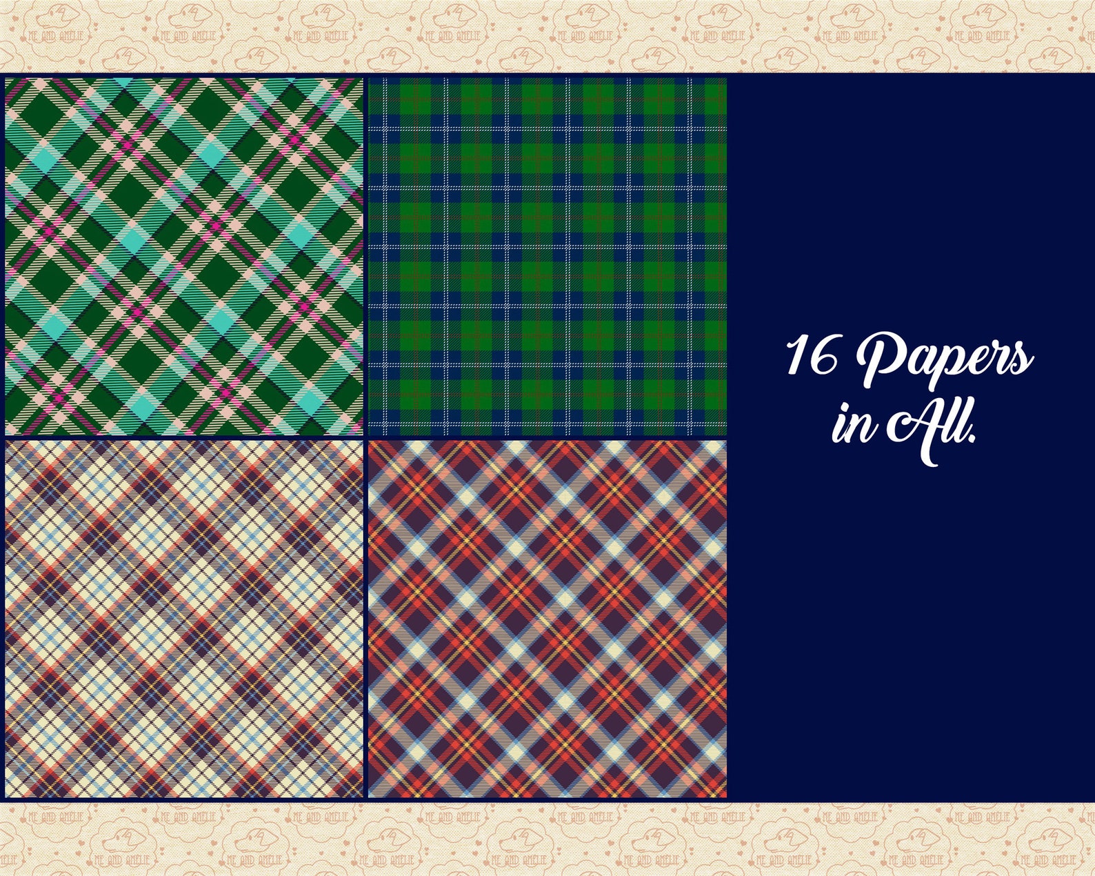 Tartan Digital Papers Scottish Digital Papers Gaelic - Etsy