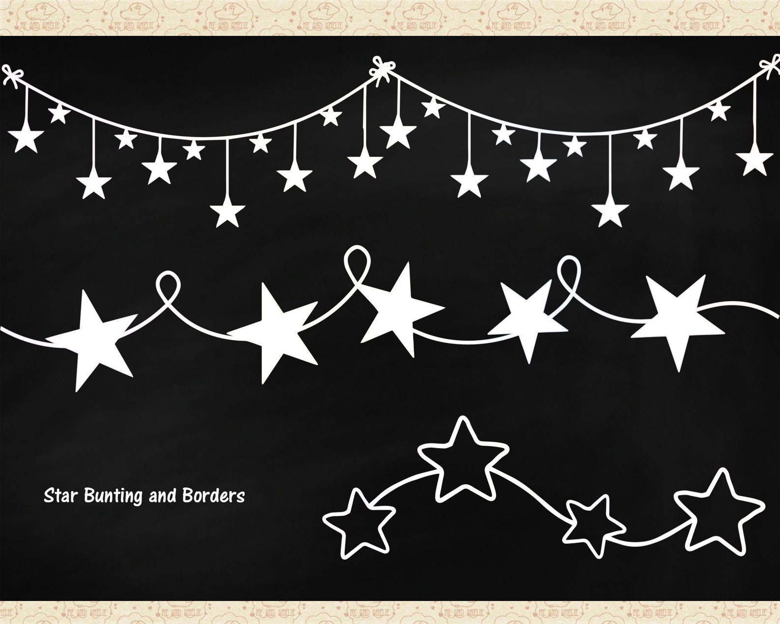 Chalkboard Stars Clipart Chalk Star Bunting Chalk Star - Etsy