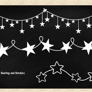 Chalkboard Star Clipart, Bunting, Swirls (PNG Files) - Etsy