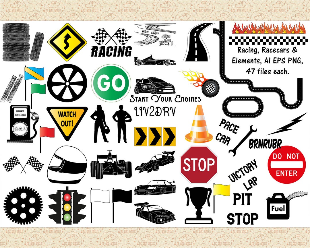 Racing Elements AI Vector(no SVG) & PNG, Racecars, Drivers, Racing ...