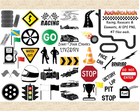 Racing Elements AI Vectorno SVG & PNG Racecars Drivers | Etsy