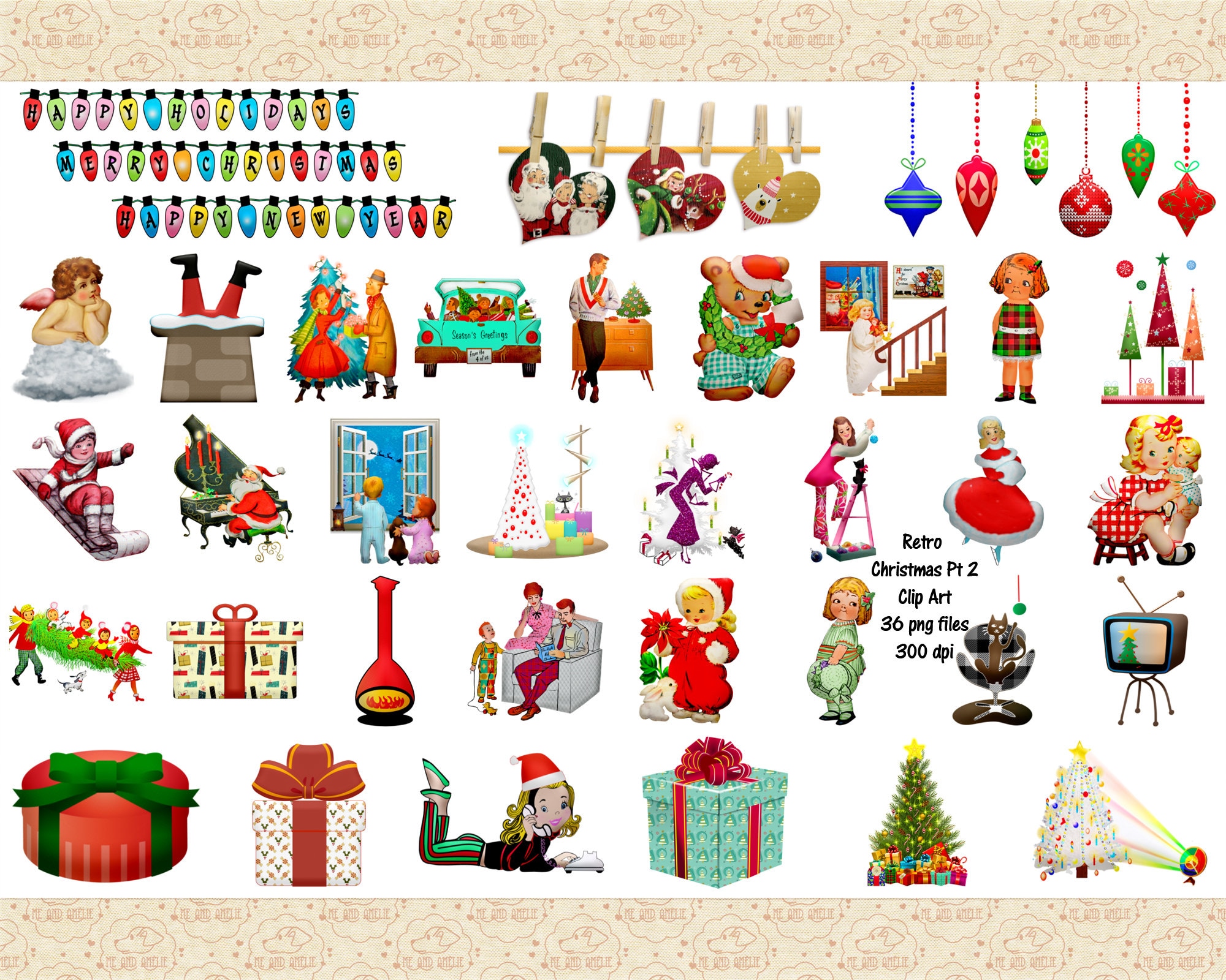 Retro Holiday Clip Art