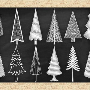 Chalk Christmas Trees & Foreground, Winter Forest, Chalkboard Woods ...