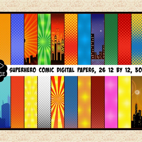 Superhero Halftone Comic Digital Paper MEGAPACK 26 Papers in | Etsy