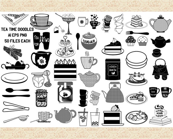 High Tea Clip Art Black And White