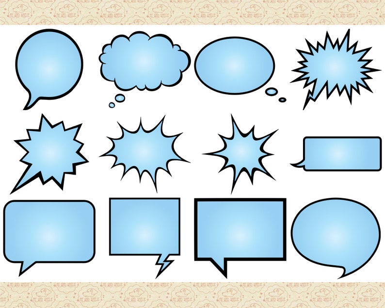 Comic Speech Bubbles AI EPS (no Svg) PNG, Gradient Green Bubbles ...