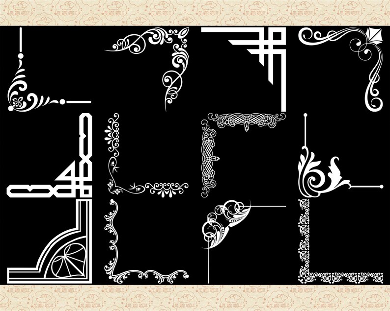 Chalk Corners Clipart Blackboard Overlays Ornamental Corner | Etsy