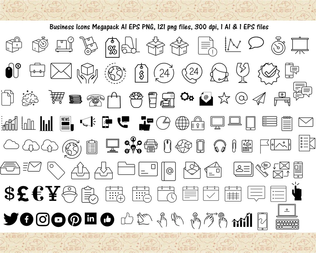 Business Icons Line Art AI EPS no Svg & PNG, Office Icon Clipart ...