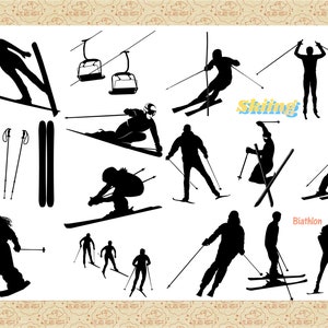 Winter Sports Athletes AI EPS PNG (no Svg,) Ski, Speed Skating, Curling ...