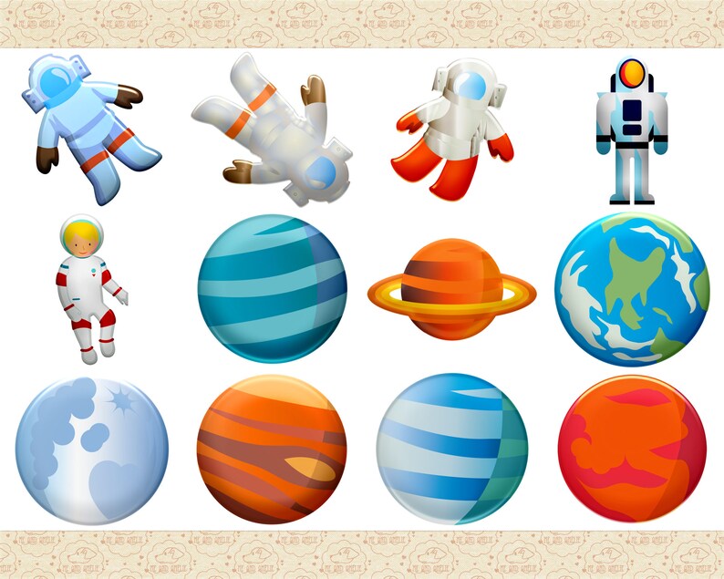 Astronaut Clip Art Planet Clipart Rockets UFO Flying | Etsy