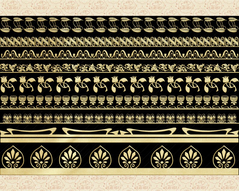 Art Nouveau Gold Foil Dividers Clip Art Gold Foil Borders - Etsy