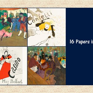 Toulouse-lautrec Post Impressionist Paintings Digital Papers, Moulin ...