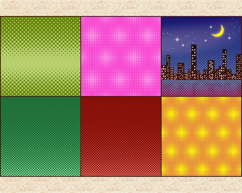 Superhero Halftone Comic Digital Paper MEGAPACK, 26 Papers in All ...