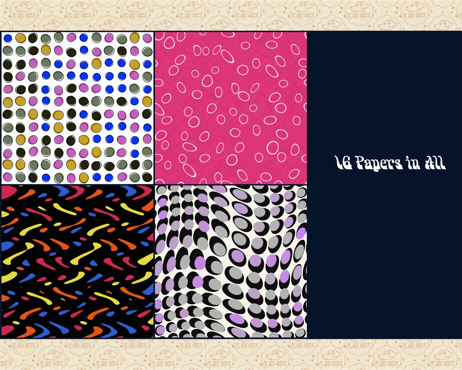 Mid Century Modern Retro Rings Canvas Digital Paper Mod - Etsy