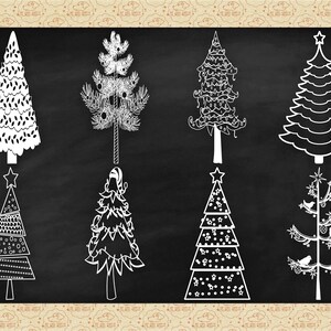 Chalk Christmas Trees & Foreground, Winter Forest, Chalkboard Woods ...