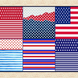 4th of July Digital Papers, Patriotic USA, Watercolor Independence Day ...