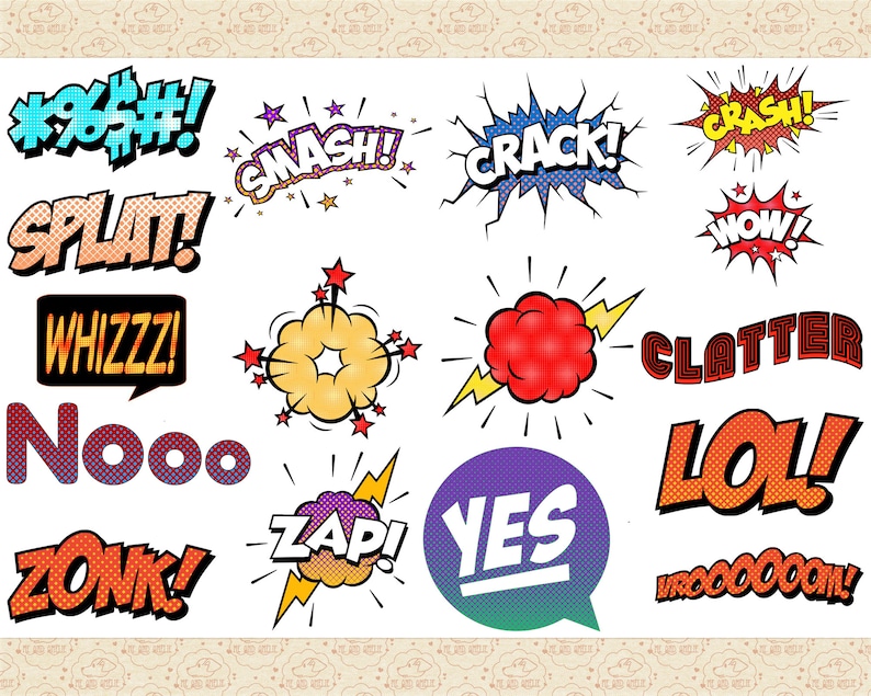 Superhero Comic Speech Bubbles AI Vector no SVG and PNG - Etsy
