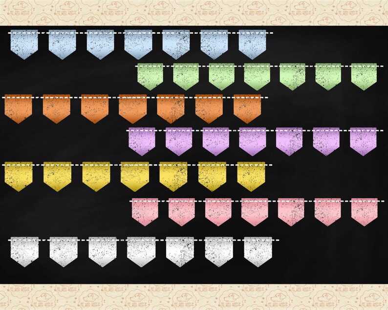Chalk Colorful Bunting Clip Art Chalkboard Textures Chalk | Etsy