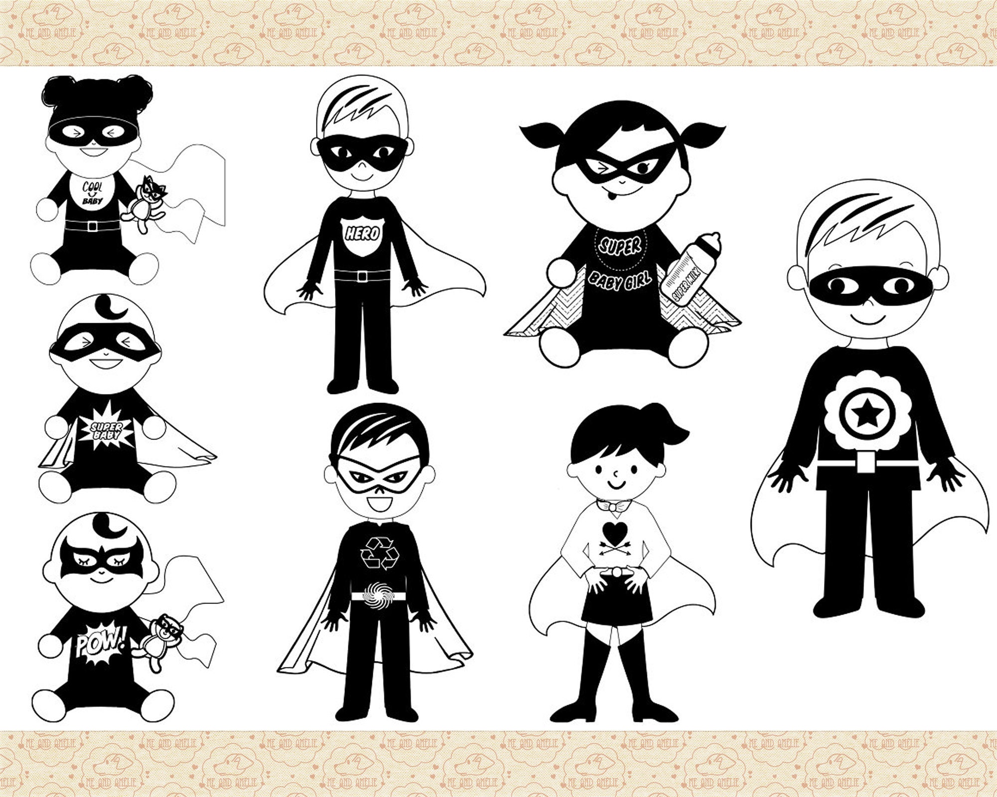 Superhero Kids Babies Silhouettes AI EPS Vector not SVG & - Etsy Superhero Kids Babies Silhouettes AI EPS Vector not SVG & - Etsy