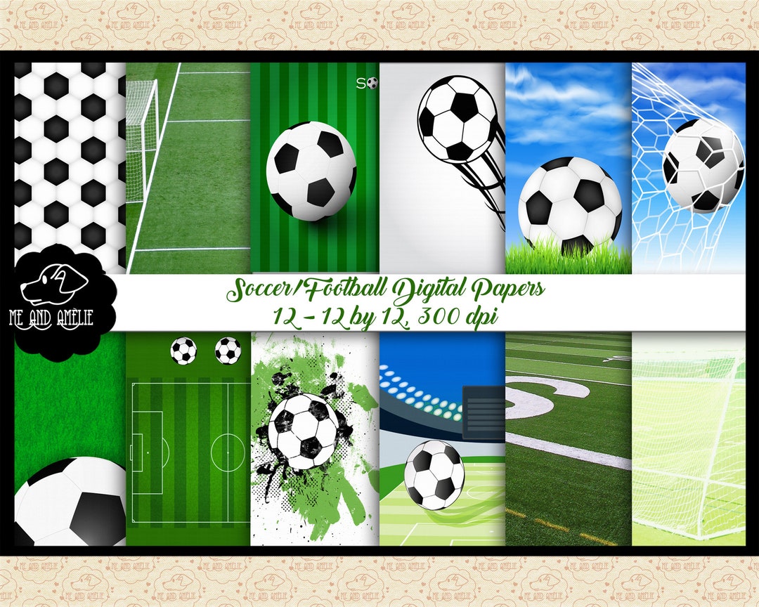Soccer Football Variety Digital Papers, Soccer Ball Background, Soccer ...