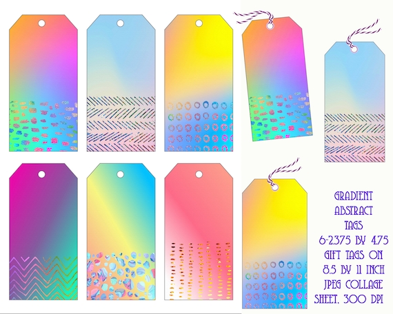 Abstract Gradient Collage Gift Tags Party Favors Rainbow - Etsy