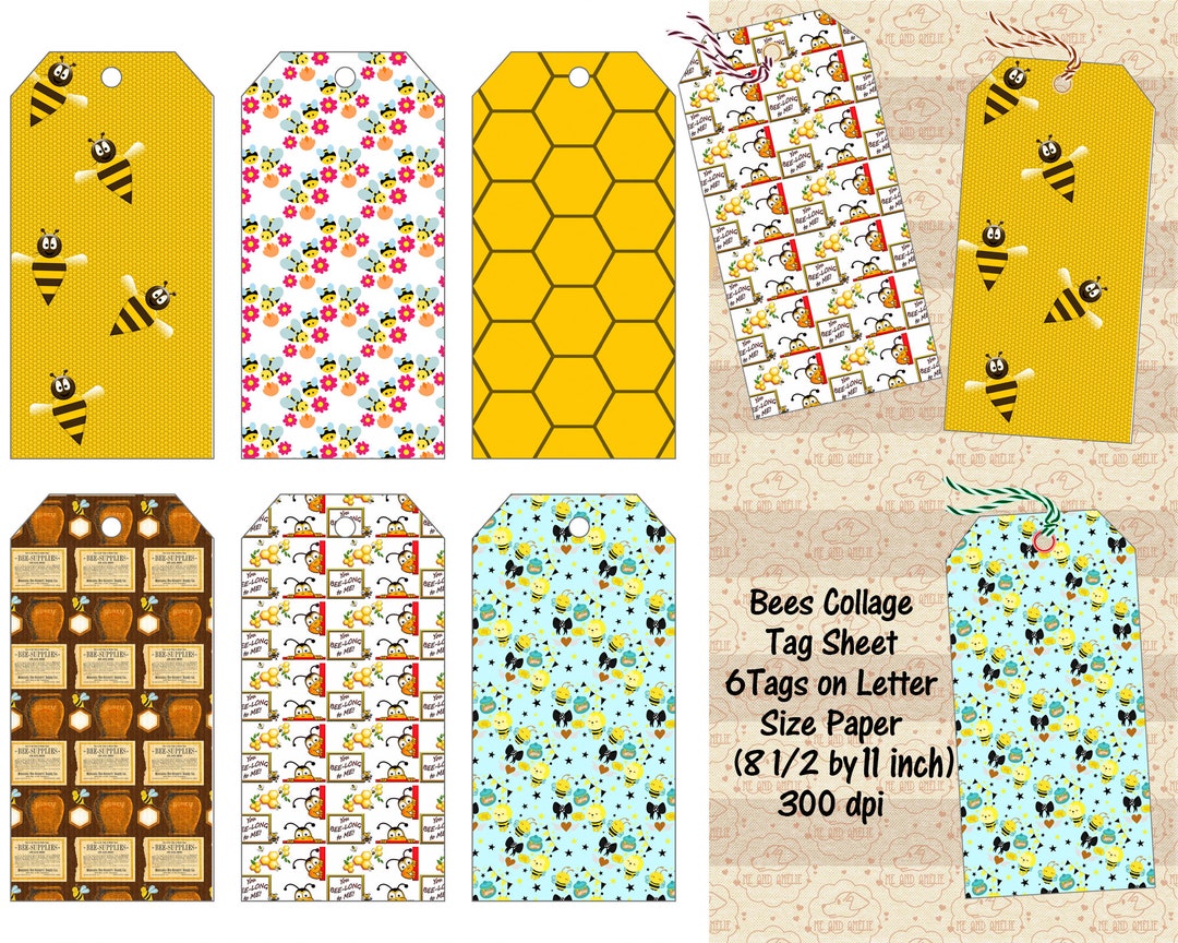 Bumble Bee Gift Tag Collage Sheet, Print and Cut (digital Download) - Etsy