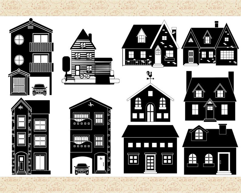 Housing Doodles and Silhouettes AI EPS no Svg & PNG Suburbs - Etsy