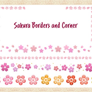 Sakura Borders, Labels, Banners and Corners Clip Art, Japanese Sakura ...