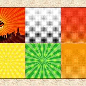 Superhero Halftone Comic Digital Paper MEGAPACK, 26 Papers in All ...