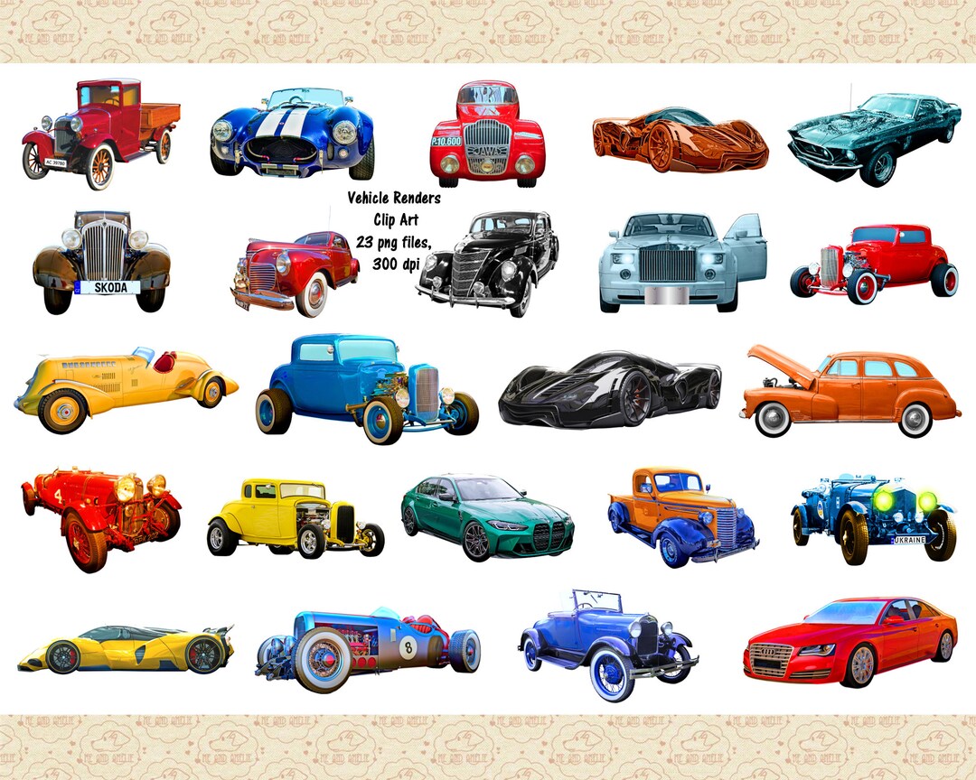 Vehicle Clipart, Retro Cars Clipart, Conceptual Car, Vintage ...