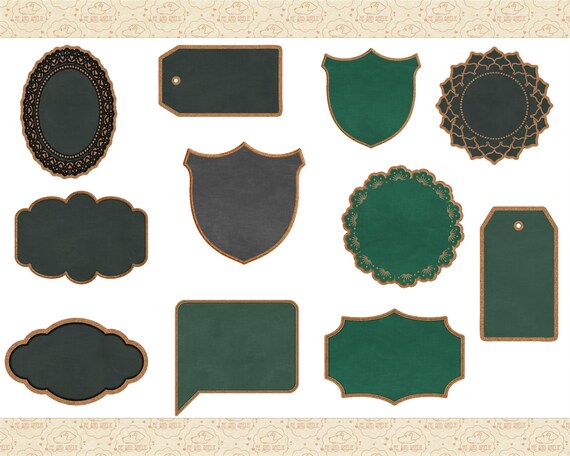 Art & Collectibles Green Chalkboard Labels Clip Art Blackboard Labels ...