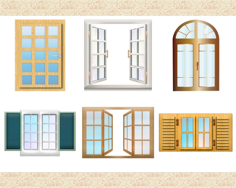 Windows Clip Art Windowpane Clip Art Window W/shutters - Etsy