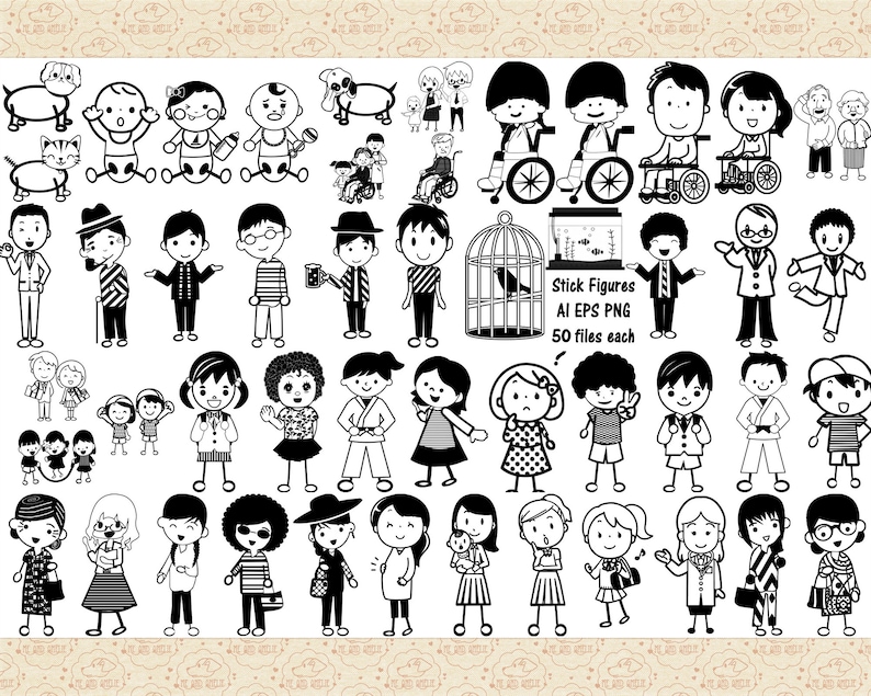 Stick Figures of Many Types AI EPS not Svg & Pngpeople - Etsy Canada