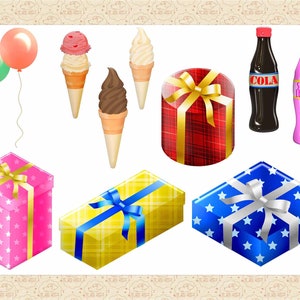 Birthday Megapack Clip Art, Birthday Cake, Balloons, Gifts, Bunting ...