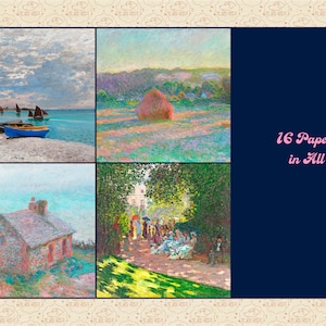 Monet's Impressionist Paintings Digital Papers, Claude Monet ...